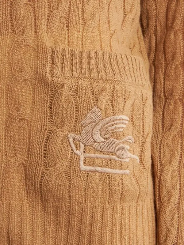 Etro Pegaso-motif Cable-knit Cardigan
