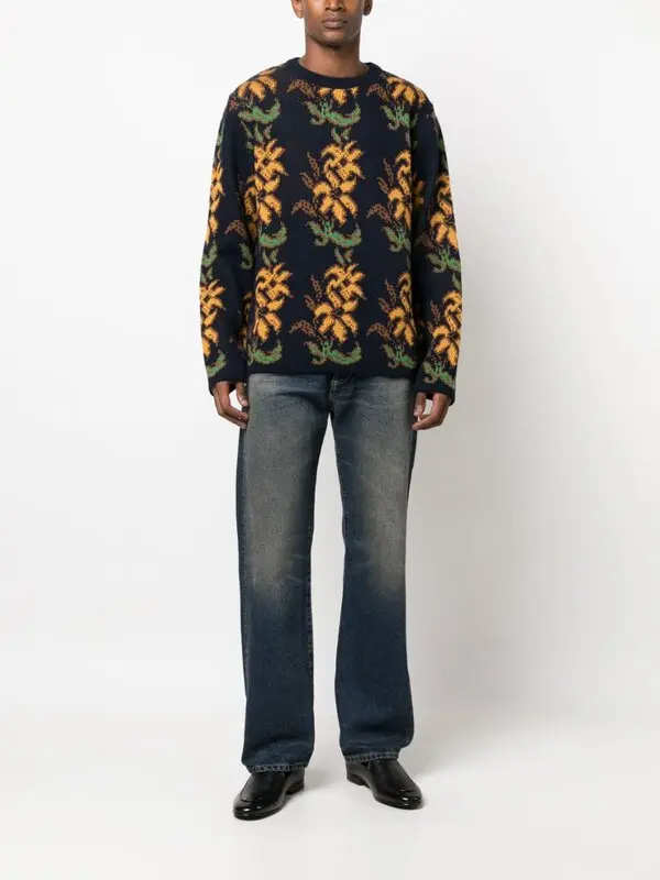 Etro Floral Intarsia-knit Wool Jumper - Blue