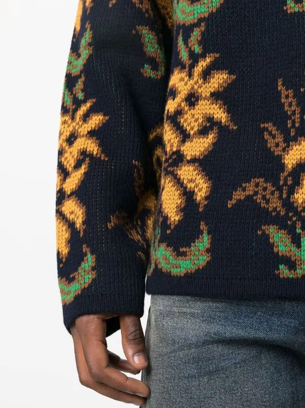 Etro Floral Intarsia-knit Wool Jumper - Blue