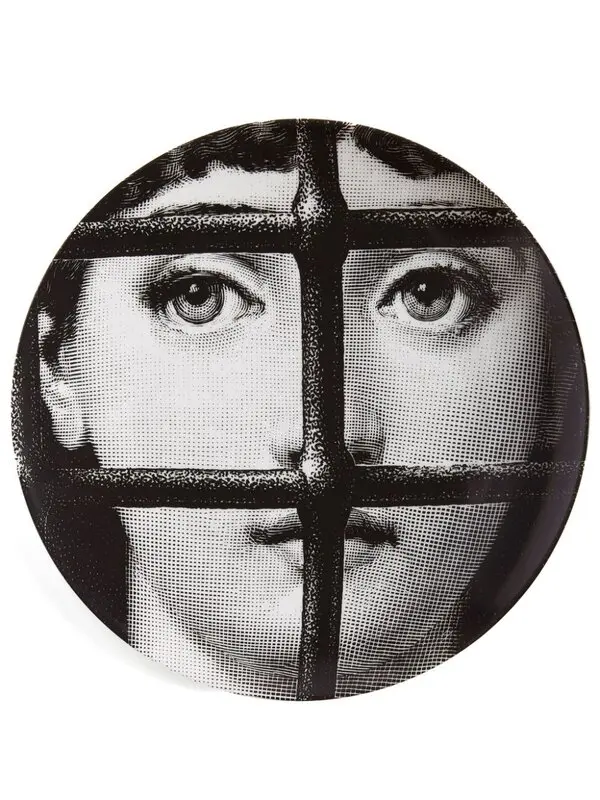 FORNASETTI Tema E Variazioni N.121 Hand-painted Wall Plate - Black