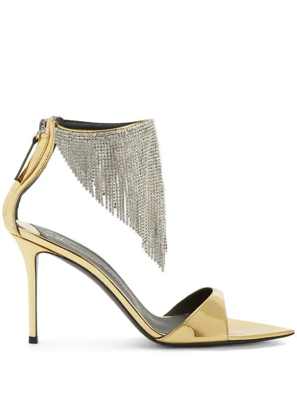 GIUSEPPE ZANOTTI 90mm Intriigo Crystal Sandals - Gold