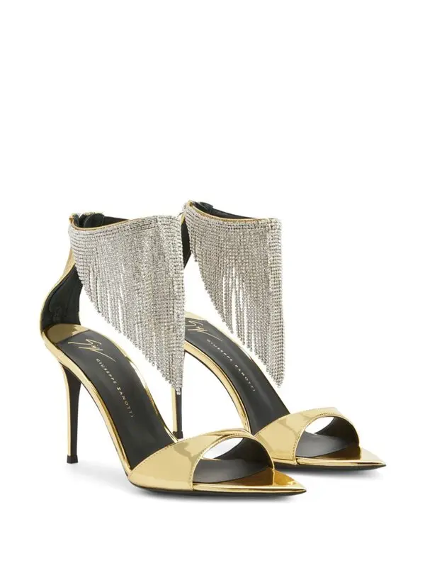 GIUSEPPE ZANOTTI 90mm Intriigo Crystal Sandals - Gold