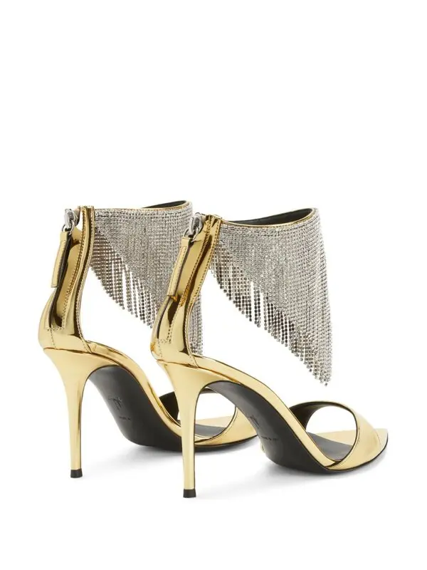 GIUSEPPE ZANOTTI 90mm Intriigo Crystal Sandals - Gold