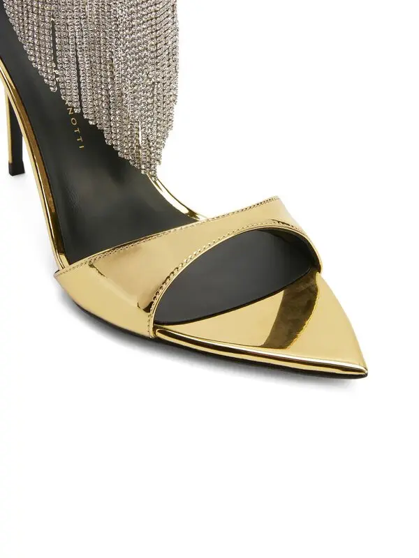 GIUSEPPE ZANOTTI 90mm Intriigo Crystal Sandals - Gold