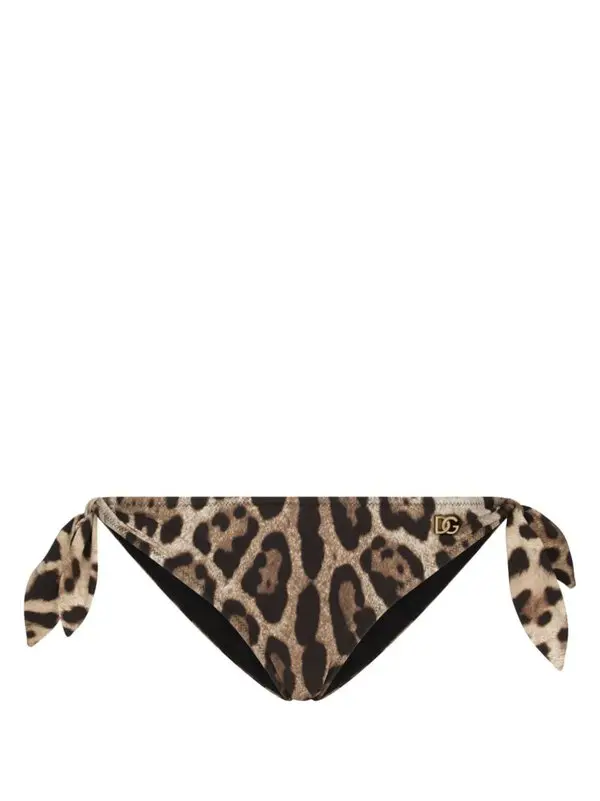 Dolce & Gabbana Leopard-print Bikini Bottom - Brown