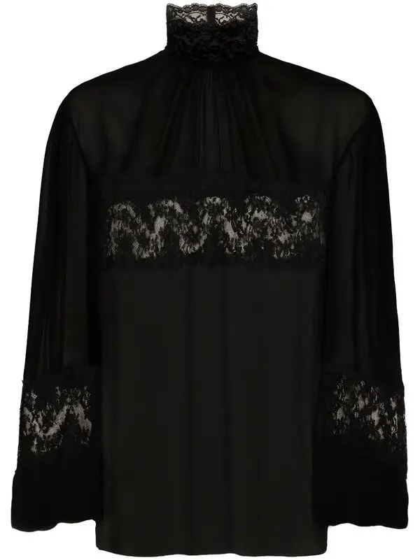 Dolce & Gabbana Lace-embellished High-neck Blouse