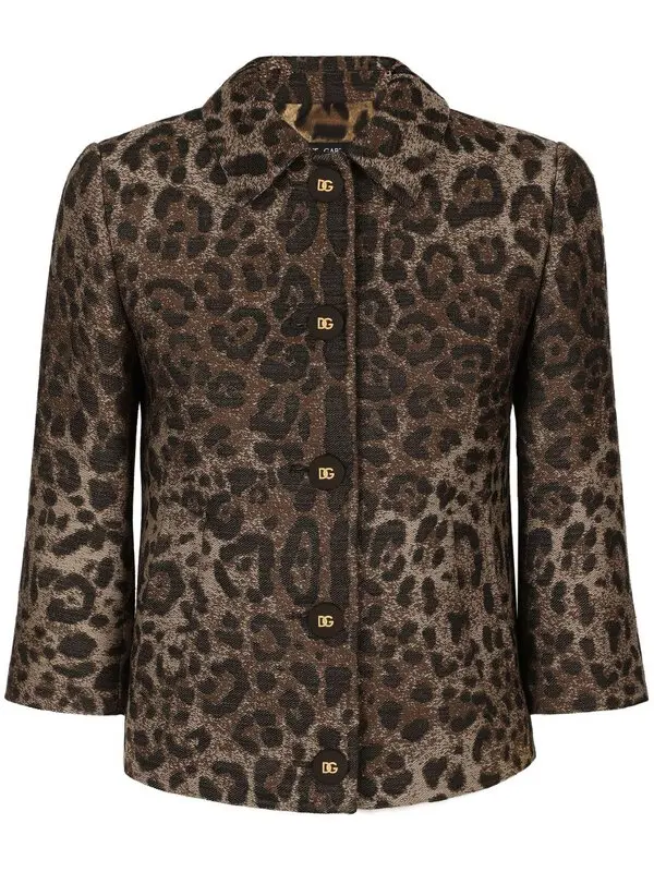 Dolce & Gabbana Leopard Jacquard Jacket - Brown
