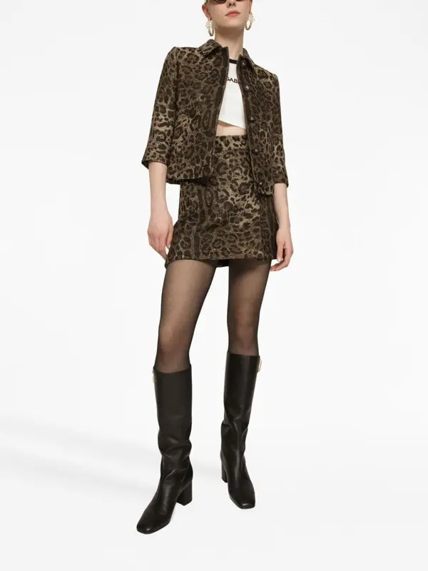 Dolce & Gabbana Leopard Jacquard Jacket - Brown