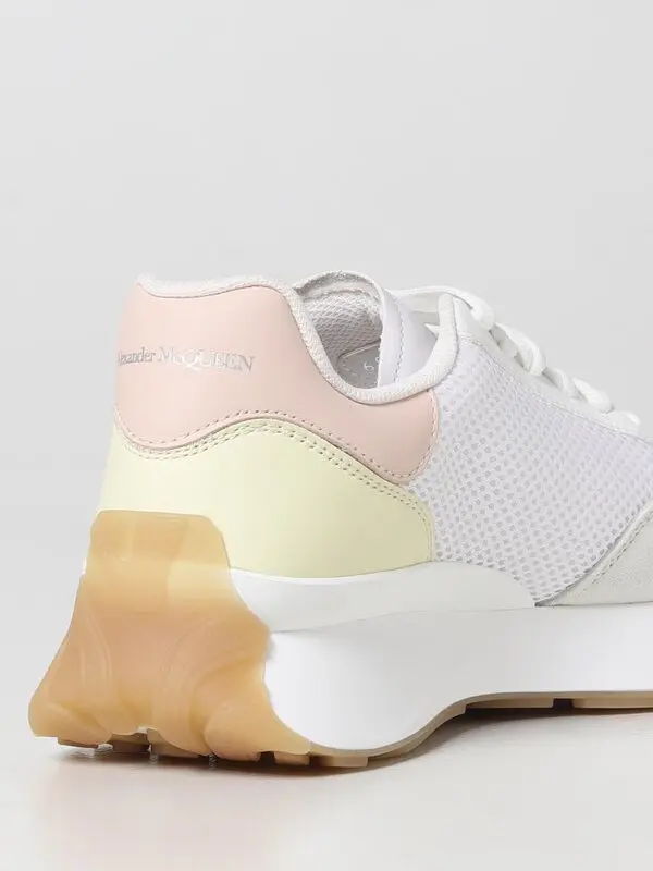 Alexander McQueen Sneakers In Mesh And Leather With Seal Logo - White