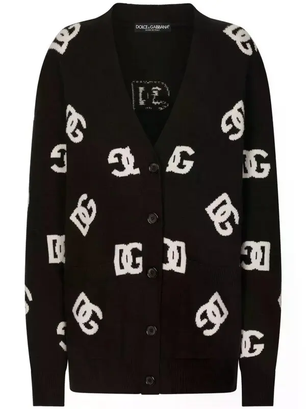 Dolce & Gabbana Monogram Virgin Wool Cardigan - Brown