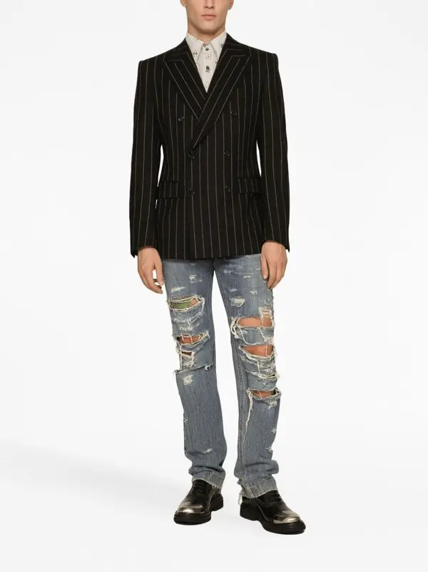 Dolce & Gabbana Pinstripe Double-breasted Blazer - Black