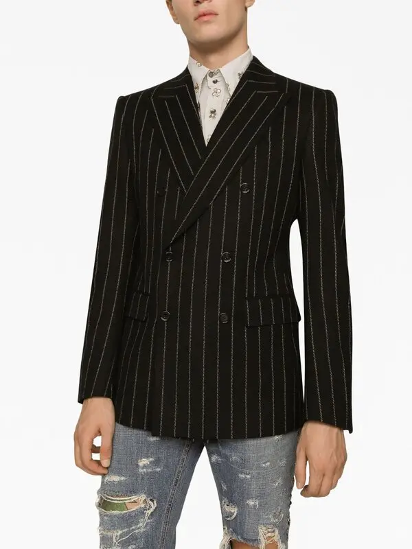 Dolce & Gabbana Pinstripe Double-breasted Blazer - Black