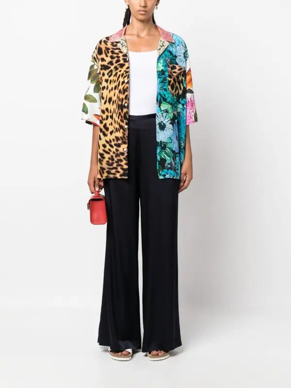 FORTE_FORTE Satin-finish Wide-leg Trousers - Blue