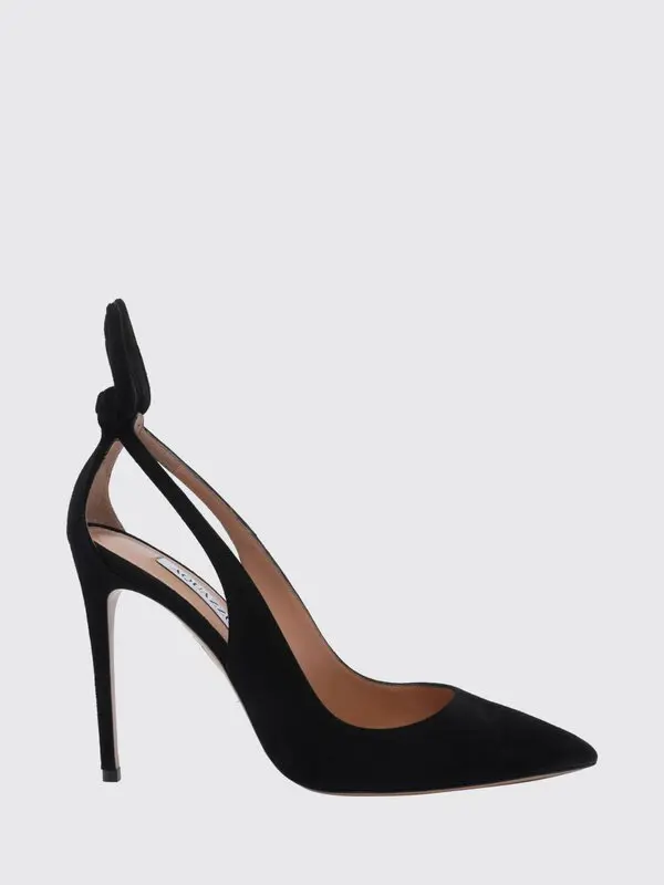 AQUAZZURA Suede Bow Detail Pumps - Black