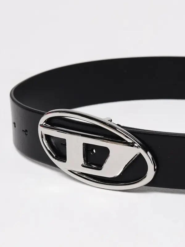 DIESEL® Belt With Oval Logo Buckle - Black