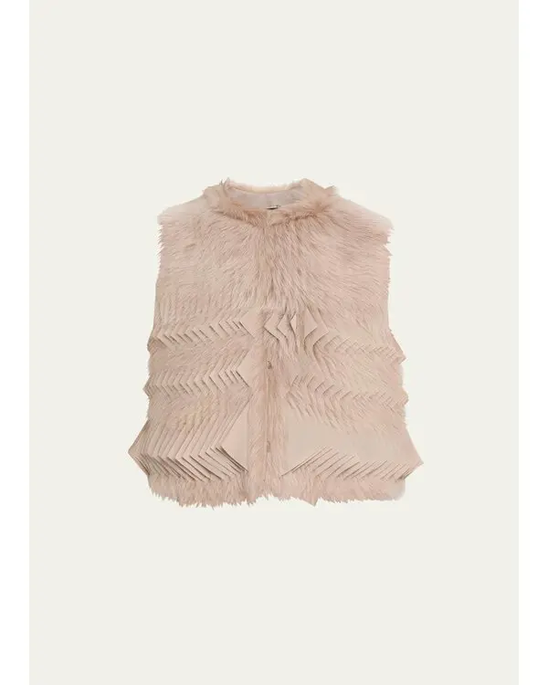 Giorgio Armani Shearling Silk Vest - Solid Medium Beige
