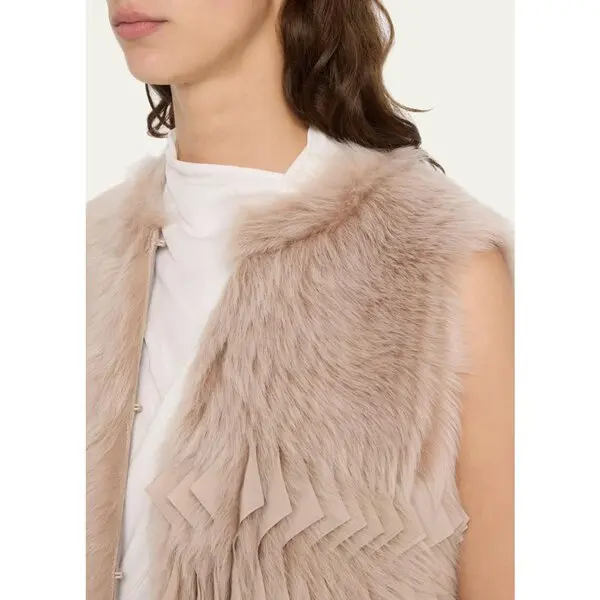 Giorgio Armani Shearling Silk Vest - Solid Medium Beige