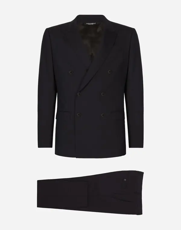 Dolce & Gabbana Double-breasted Stretch Wool Martini-fit Suit - Blue