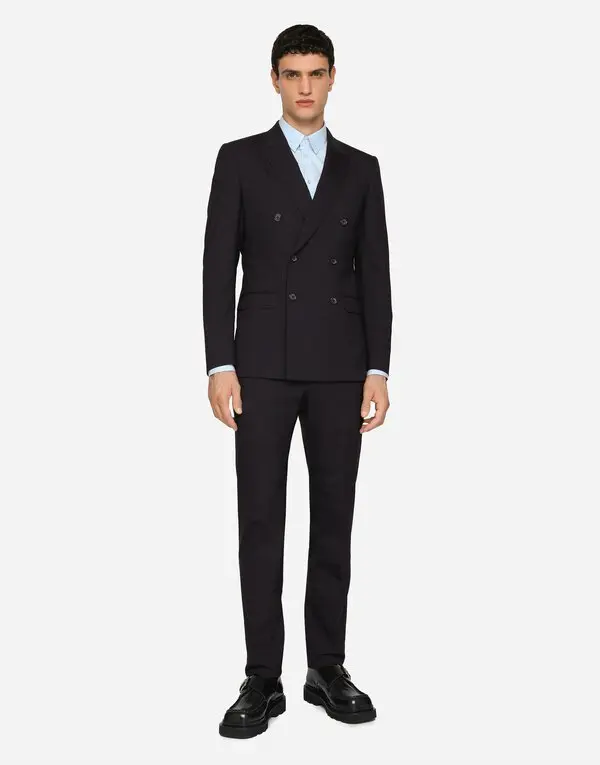 Dolce & Gabbana Double-breasted Stretch Wool Martini-fit Suit - Blue