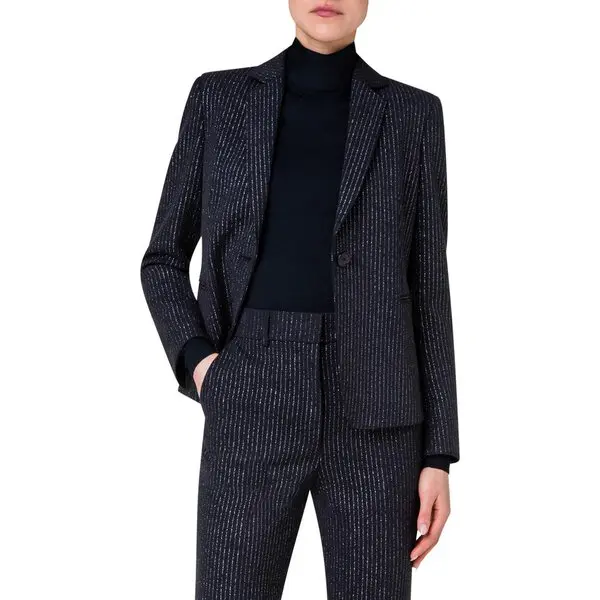 Akris Metallic Pinstripe Jacket