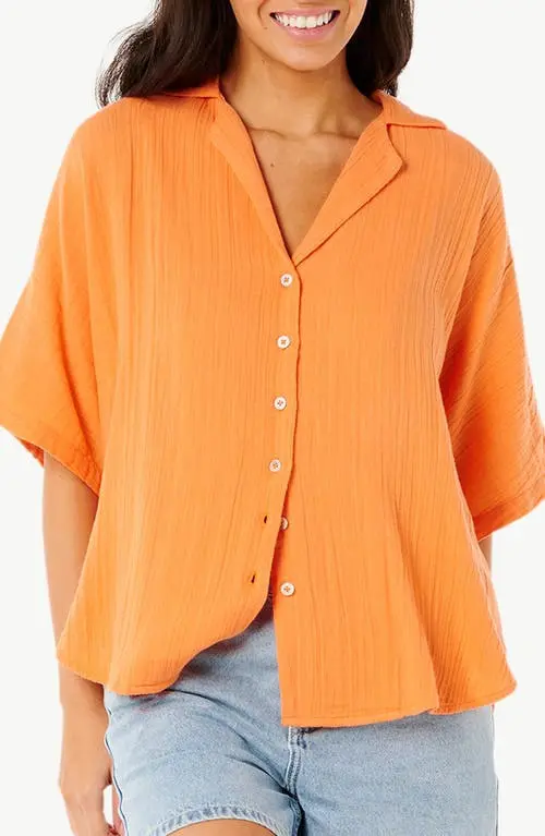 Rip Curl Premium Surf Cotton Gauze Button-up Shirt - Light Orange