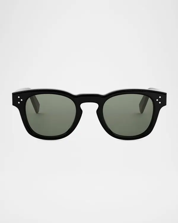 Celine Round Frame Sunglasses - Shiny Black Green