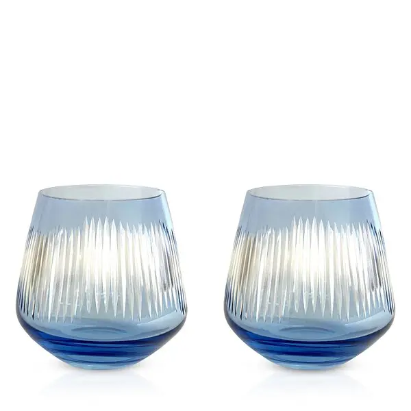 MICHAEL WAINWRIGHT Berkshire Double Old Fashioned Glasses, Set Of 2 - Blue