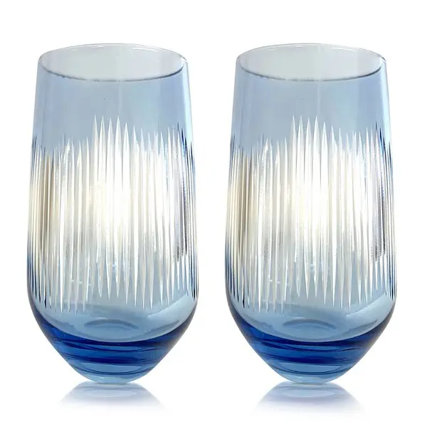 MICHAEL WAINWRIGHT Berkshire Highball Glass, Set Of 2 - Blue