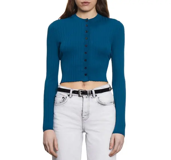 The Kooples Ribbed Cropped Cardigan