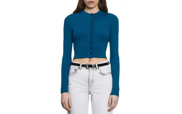 The Kooples Ribbed Cropped Cardigan