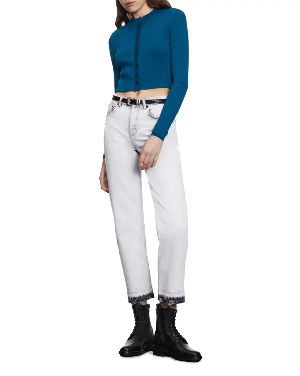 The Kooples Ribbed Cropped Cardigan