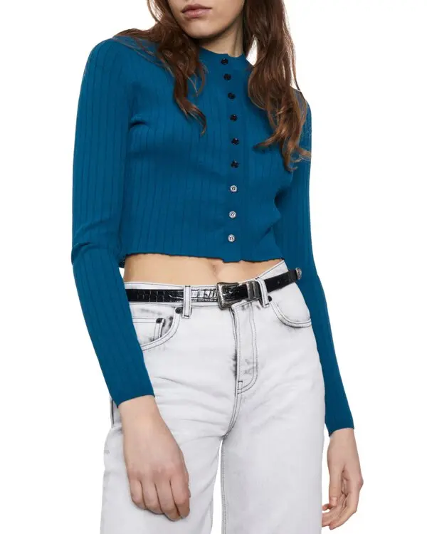 The Kooples Ribbed Cropped Cardigan