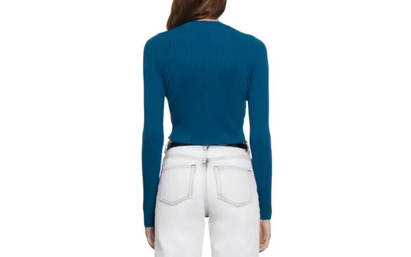 The Kooples Ribbed Cropped Cardigan