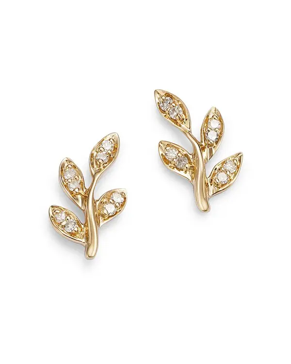 Bloomingdale'S Diamond Leaf Stud Earrings - Gold