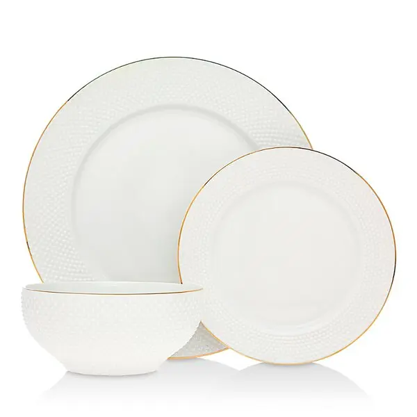 GODINGER Pique 18-piece Dinnerware Set Exclusive - Ivory/gold