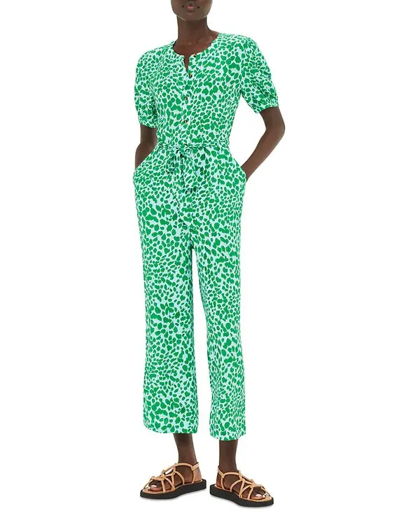 Whistles Smooth Leopard Jemma Jumpsuit - Green/mutli