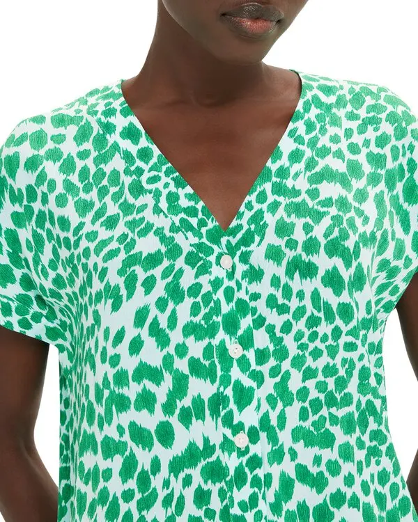 Whistles Leopard Print Viscose Blouse - Green/mutli