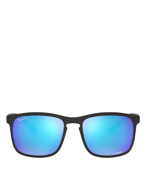 Ray-ban Polarized Square Sunglasses, 58mm - Black/blue Polarized Mirrored Gradient