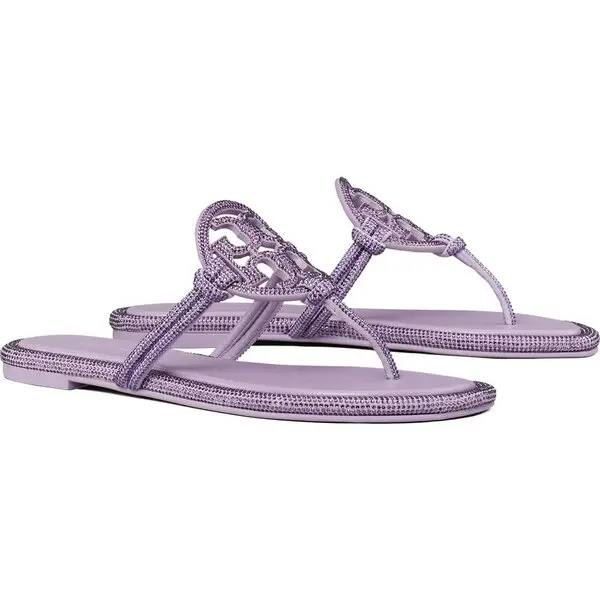 Tory Burch Miller Knotted Pavé Thong Sandal - Dark Lilac