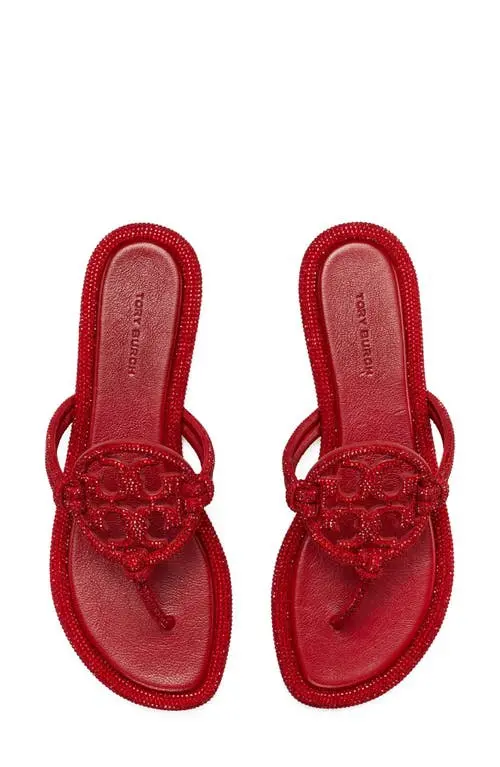 Tory Burch Miller Knotted Pavé Thong Sandal - Ruby