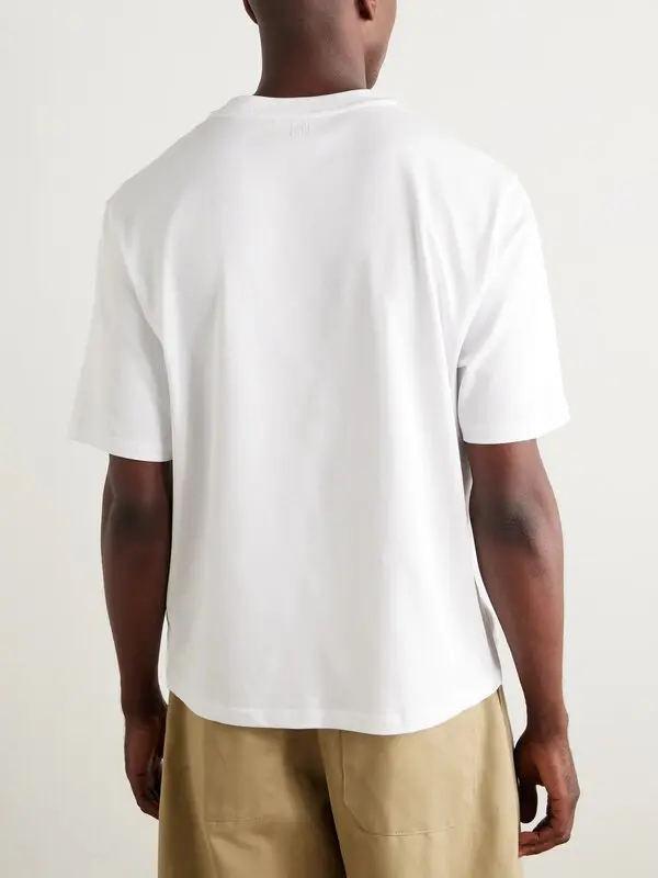 AMI Paris Logo-embroidered Organic Cotton-jersey T-shirt