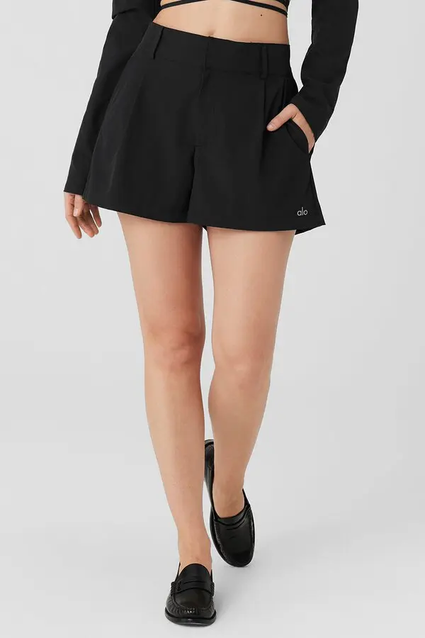 Alo Yoga High-Waist Status Trouser Short In Black - 20% Off
