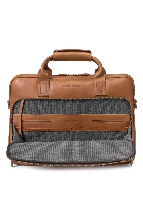 Johnston & Murphy Rhodes Leather Briefcase - Tan Full Grain