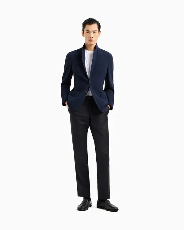 Giorgio Armani Single-breasted Stretch Wool Seersucker Jacket
