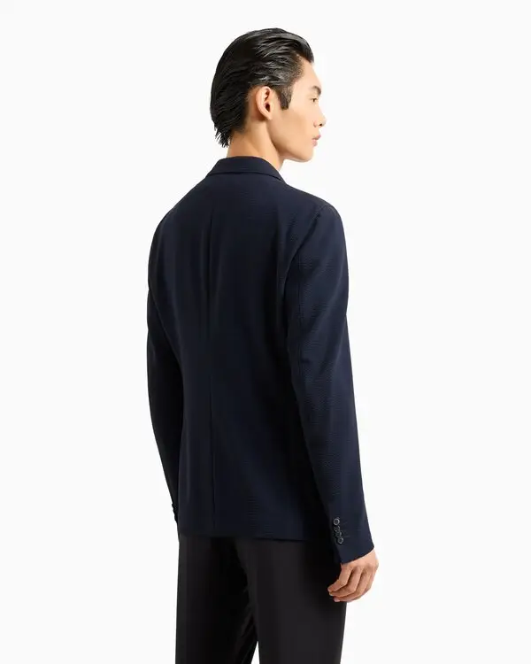 Giorgio Armani Single-breasted Stretch Wool Seersucker Jacket