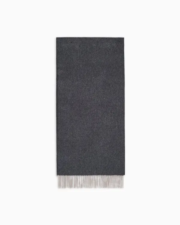 Giorgio Armani Cashmere Scarf With Embroidered Logo - Black