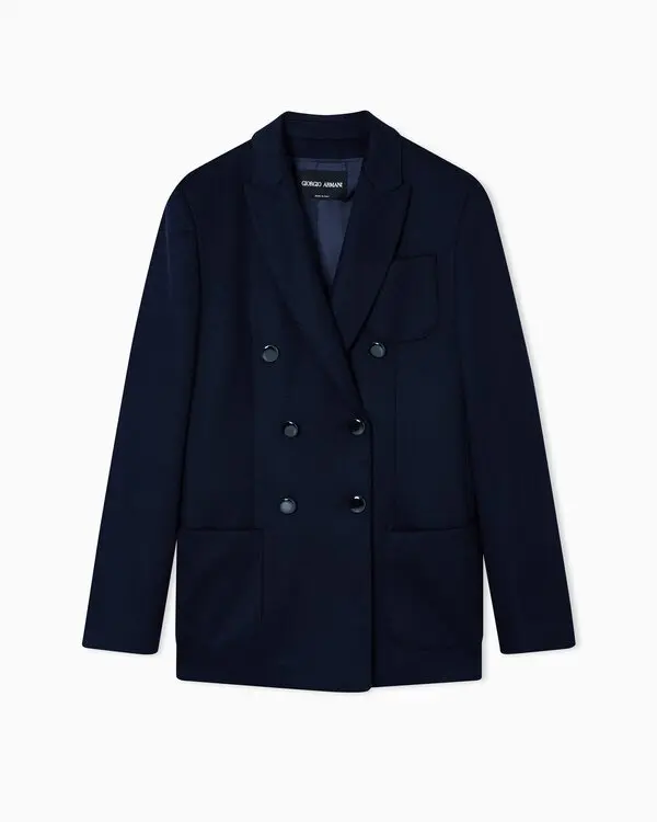 Giorgio Armani Virgin Wool And Cashmere Double-breasted Jacket - Navy_blue