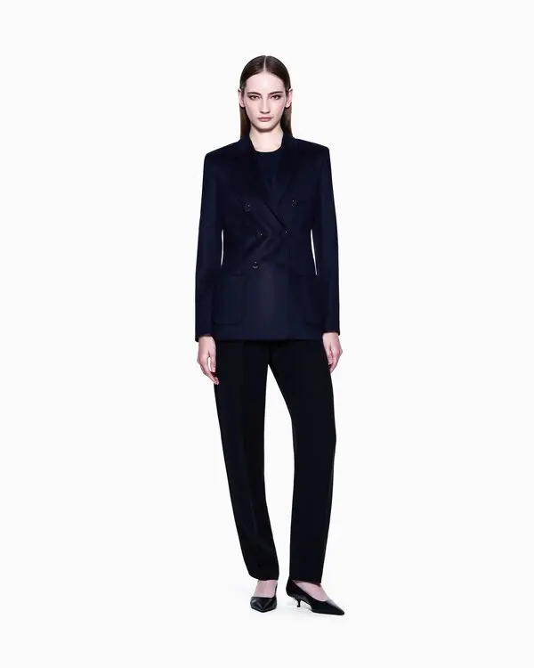 Giorgio Armani Virgin Wool And Cashmere Double-breasted Jacket - Navy_blue