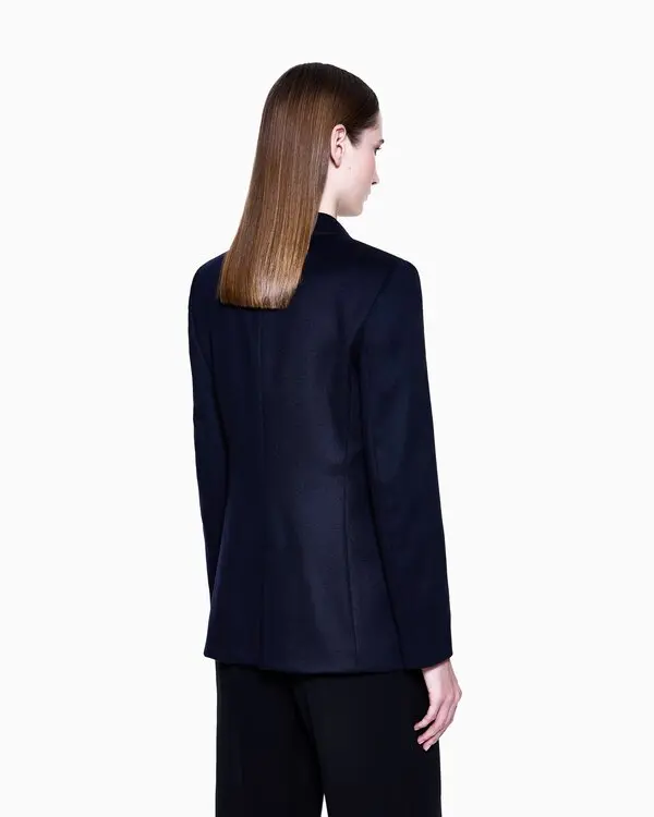 Giorgio Armani Virgin Wool And Cashmere Double-breasted Jacket - Navy_blue