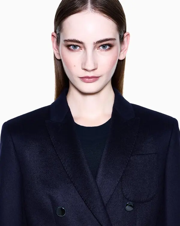 Giorgio Armani Virgin Wool And Cashmere Double-breasted Jacket - Navy_blue